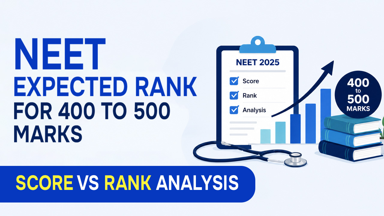 NEET 2026 Expected Rank for 400 to 500 Marks: Score vs Rank